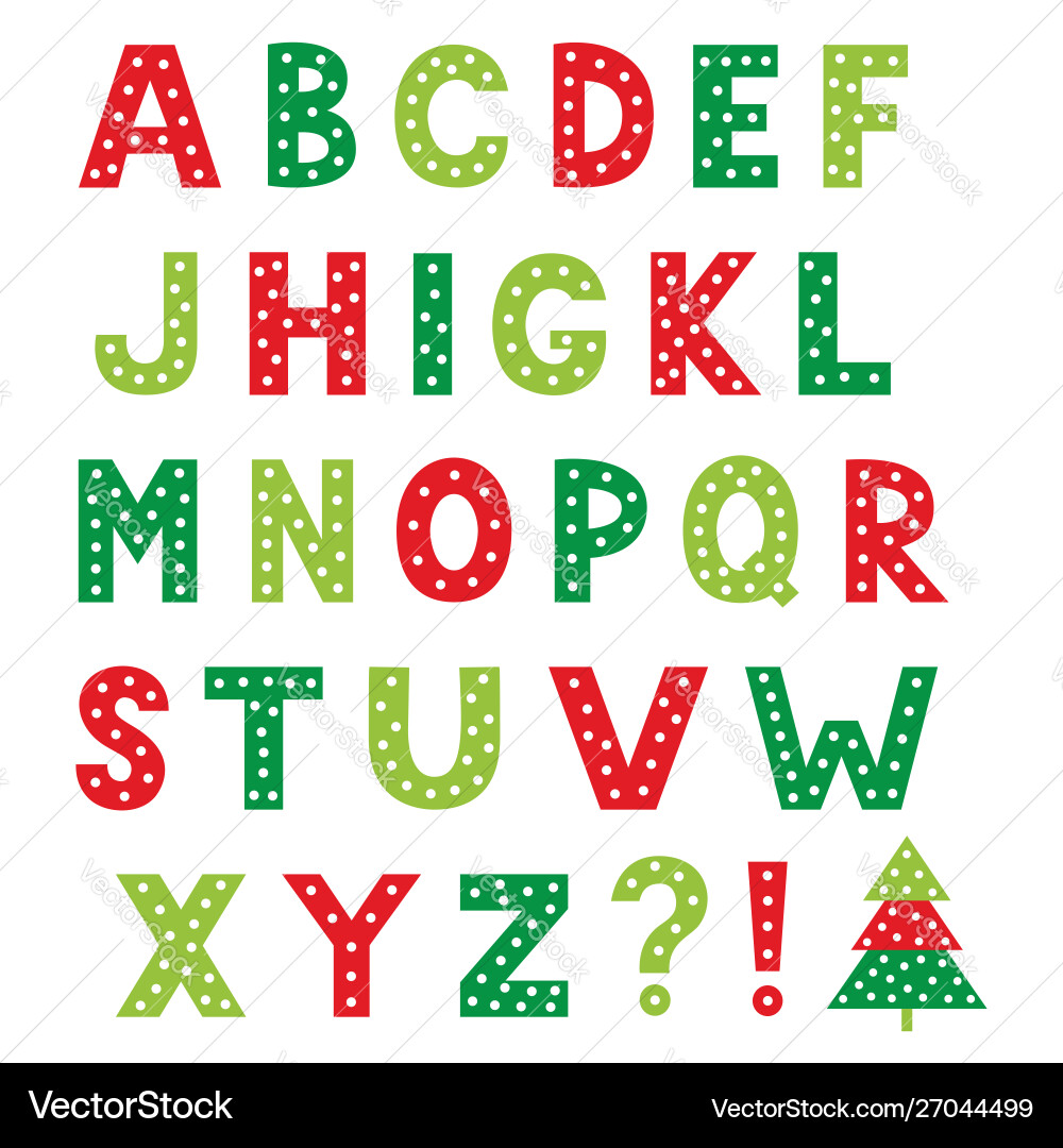 Christmas cartoon alphabet isolated design Vector Image