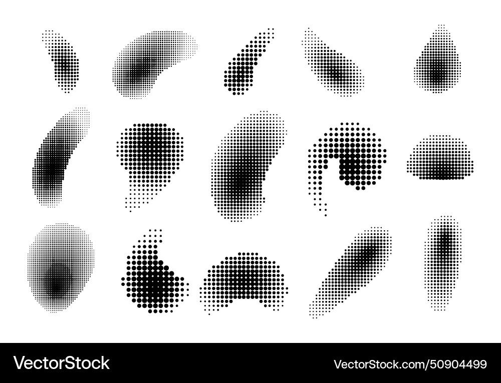 Different type halftone dots shapes Royalty Free Vector