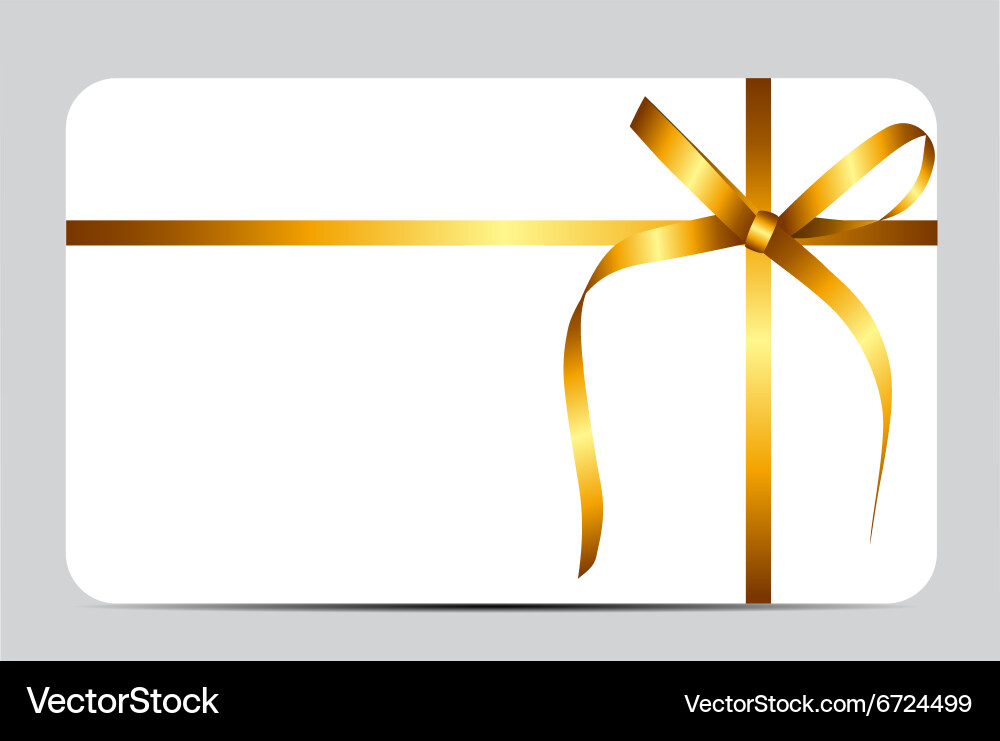 Gift card with gold ribbon and bow Royalty Free Vector Image