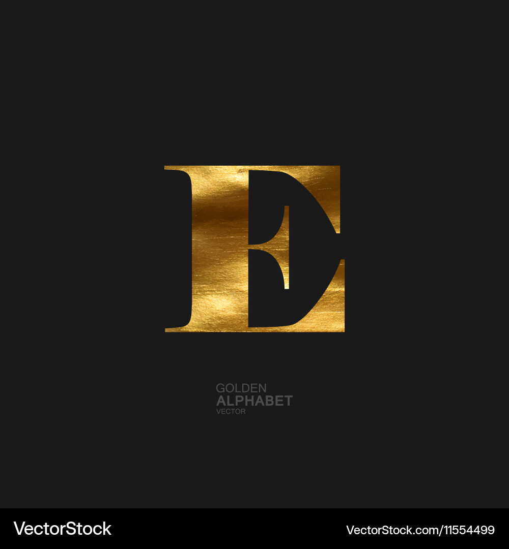 Golden letter e Royalty Free Vector Image - VectorStock