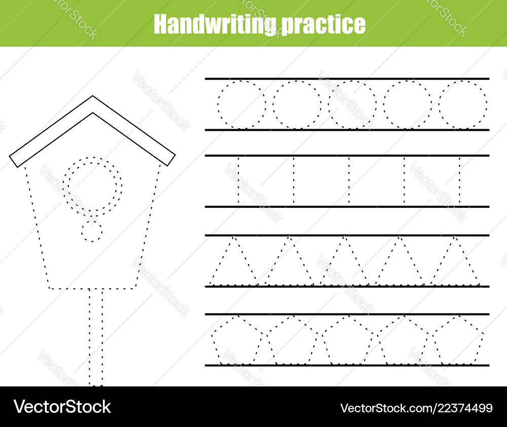 Handwriting practice sheet educational children Vector Image