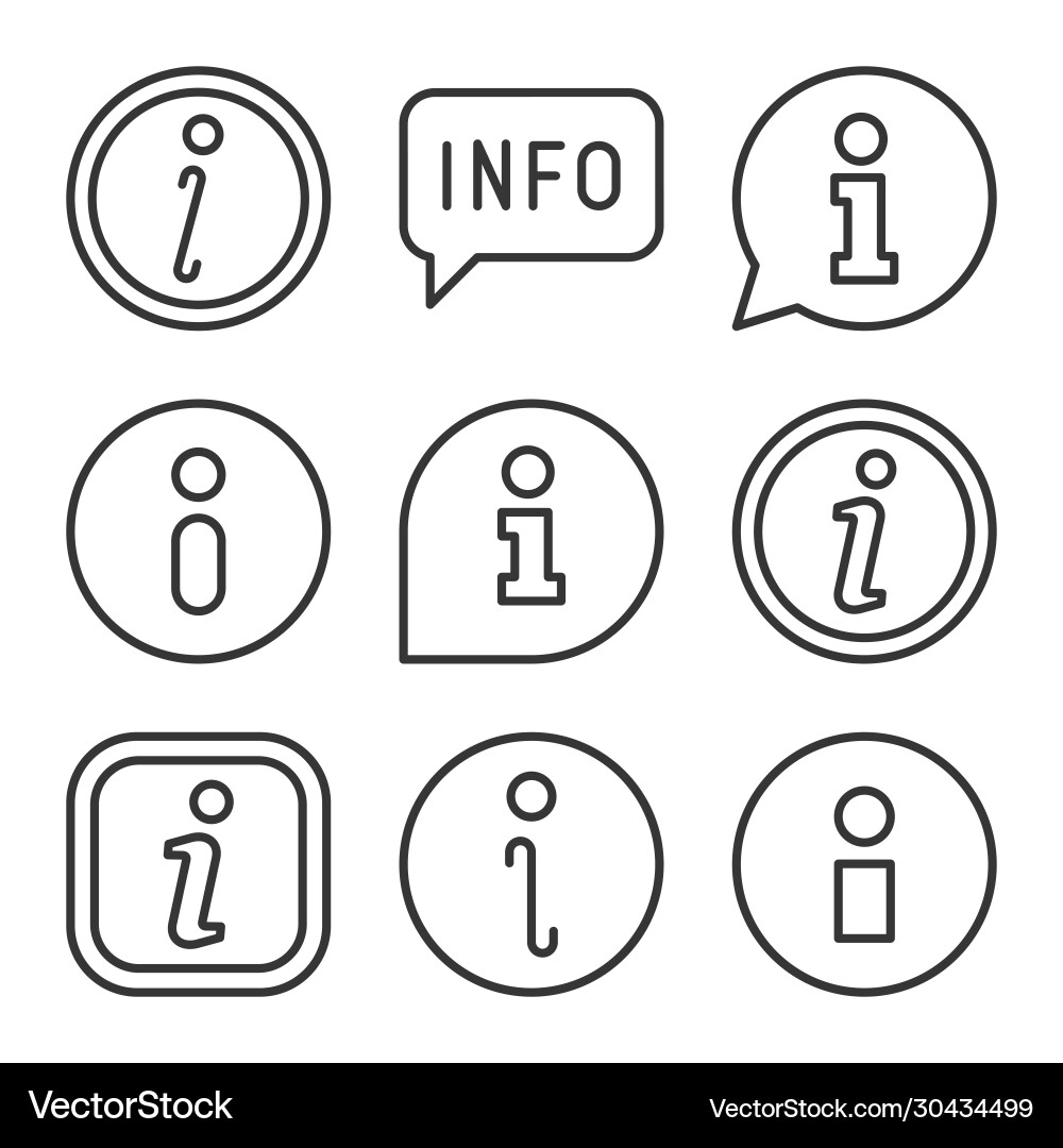 Info icons set on white background line style Vector Image