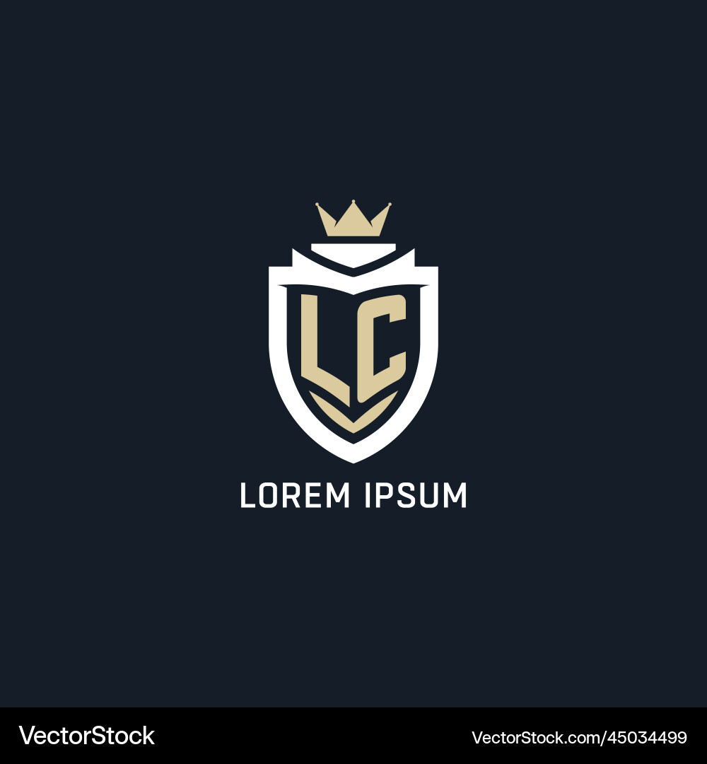 Initial letter lc shield and crown logo style Vector Image
