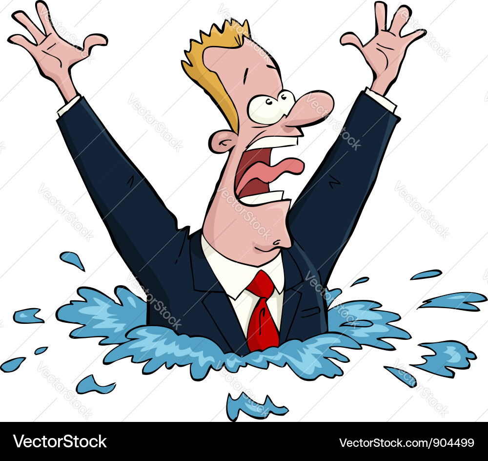 Man Gasping for Air in Water Royalty Free Vector Image