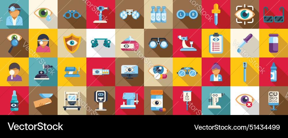 Optometrist icons set a collection Royalty Free Vector Image