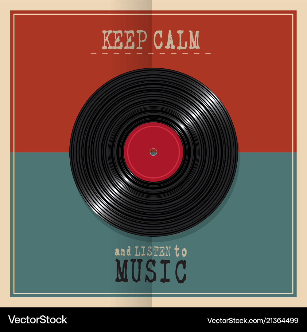 Retro poster with vinyl disk record and quote Vector Image