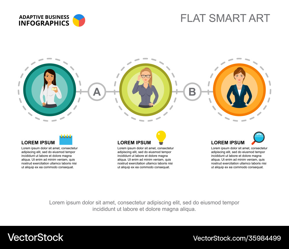 Three business ideas process chart template Vector Image