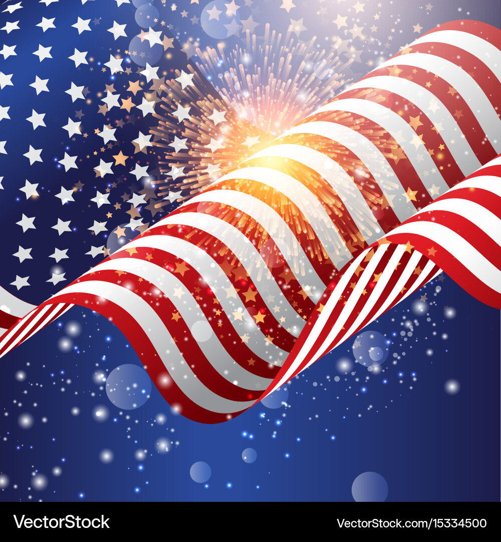 American flag background with firework Royalty Free Vector