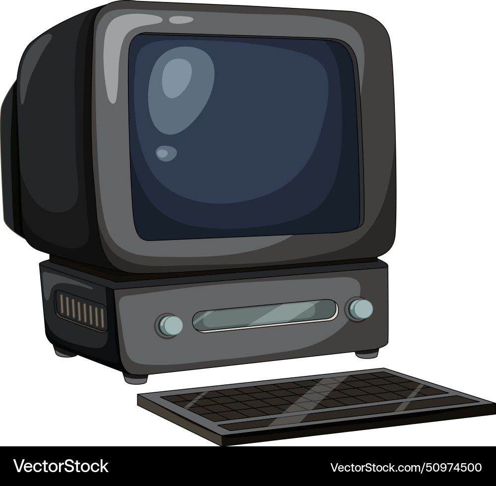 An old-fashioned personal computer Royalty Free Vector Image