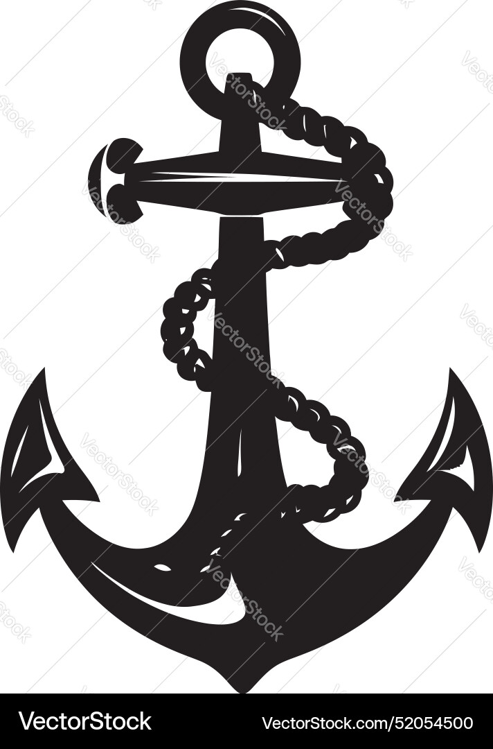 Classic nautical emblem ship anchor with rope Vector Image