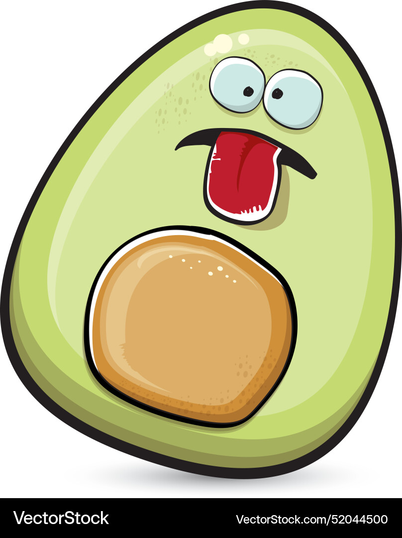 Funny cartoon cute tiny avocado character isolated