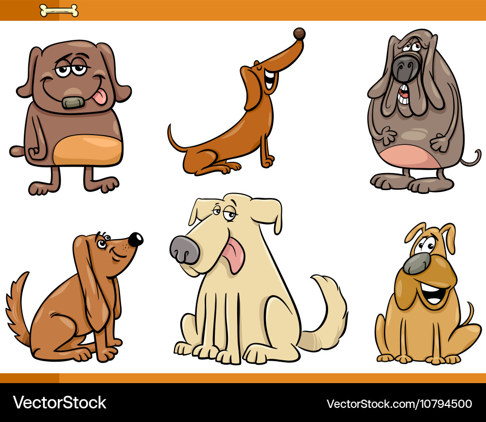 Funny dog characters set Royalty Free Vector Image