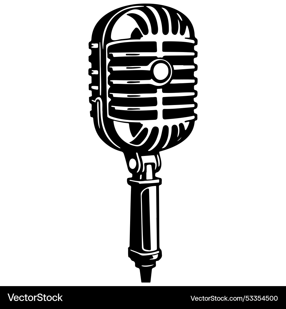 Ink cartoon microphone isolated hand drawn line Vector Image
