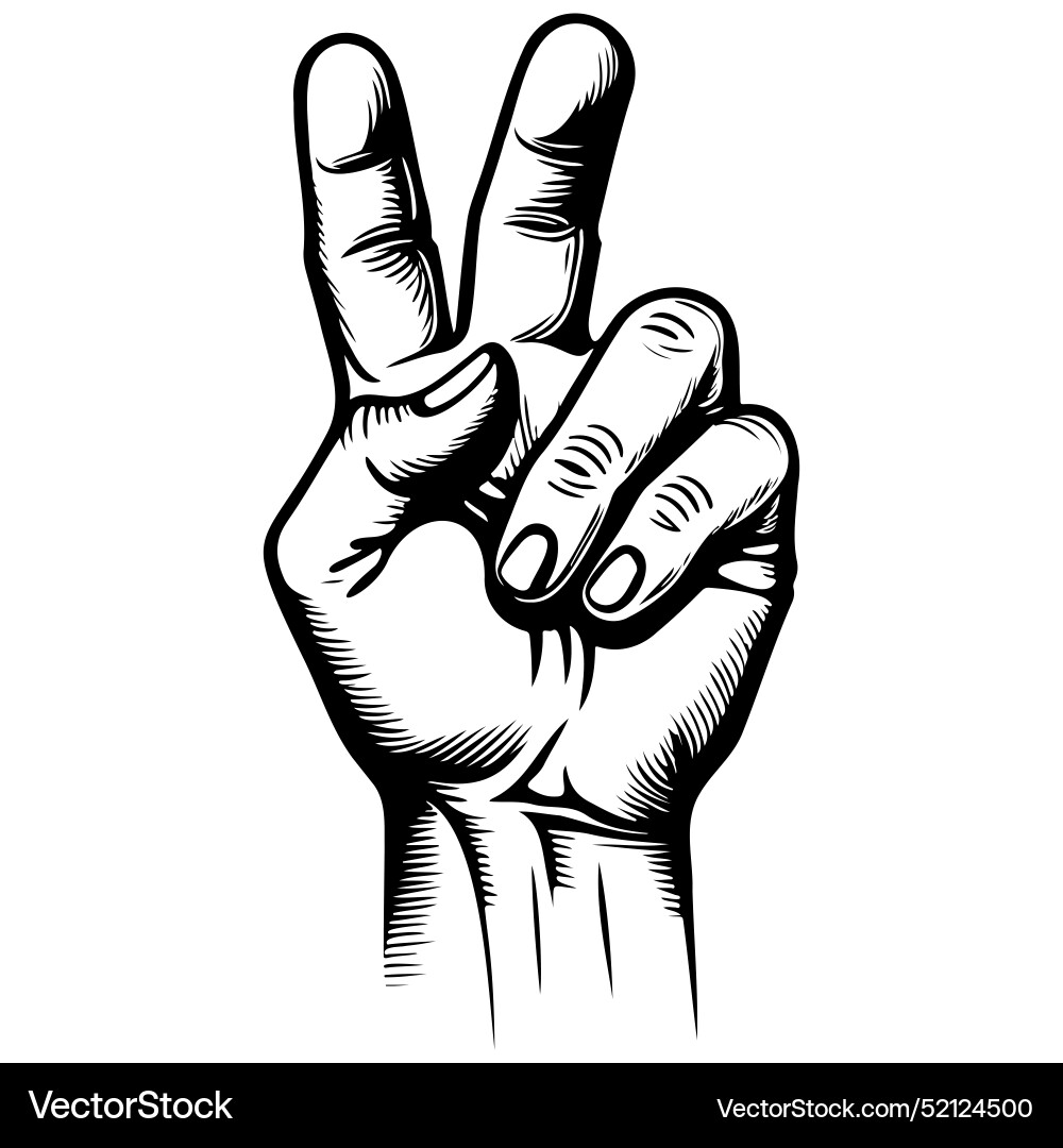 Ink peace sign monochrome hand drawn line Vector Image
