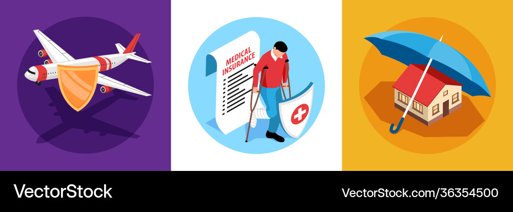 Isometric insurance design concept Royalty Free Vector Image