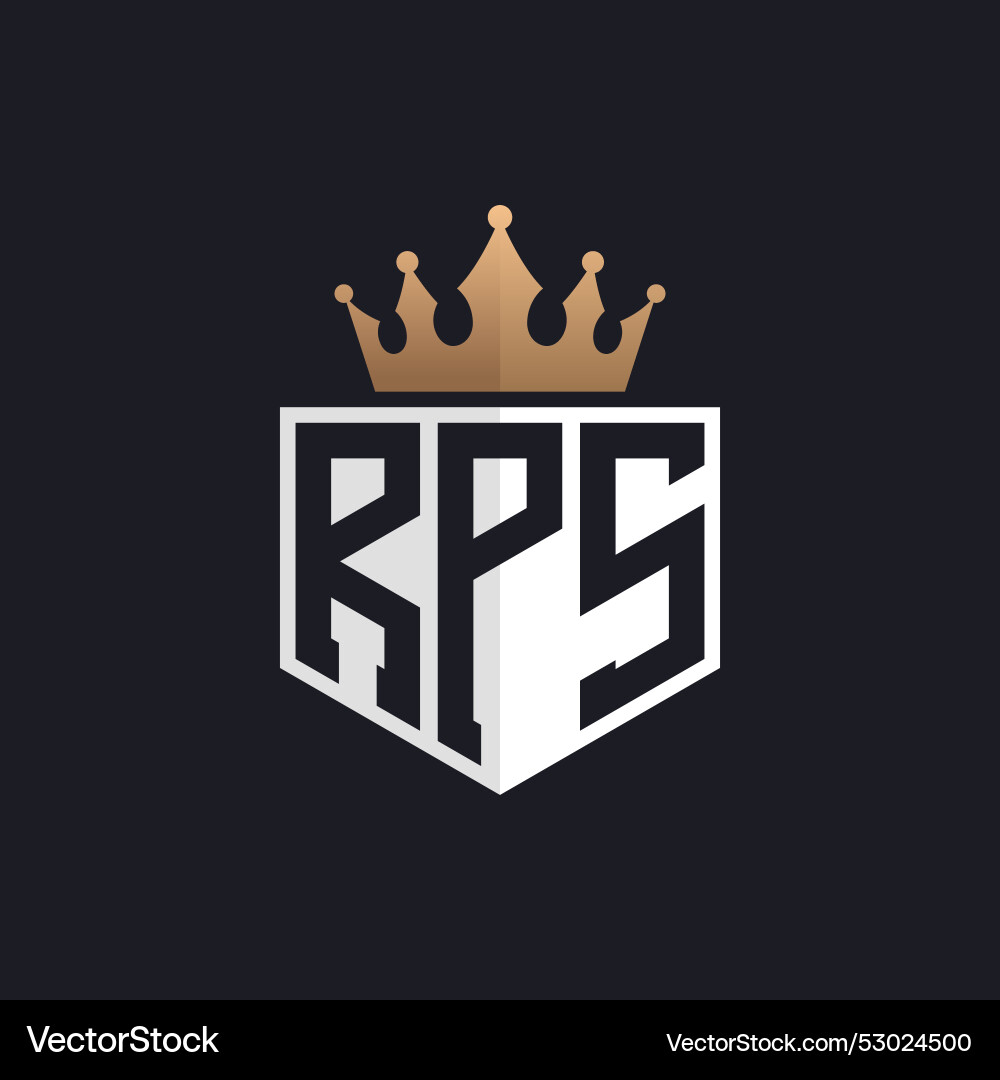 Luxury rps logo with crown elegant initials Vector Image