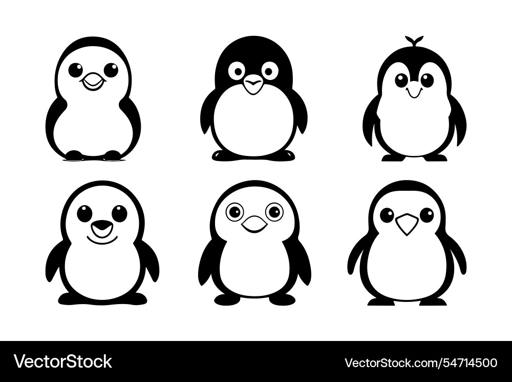 Penguin line art Royalty Free Vector Image - VectorStock