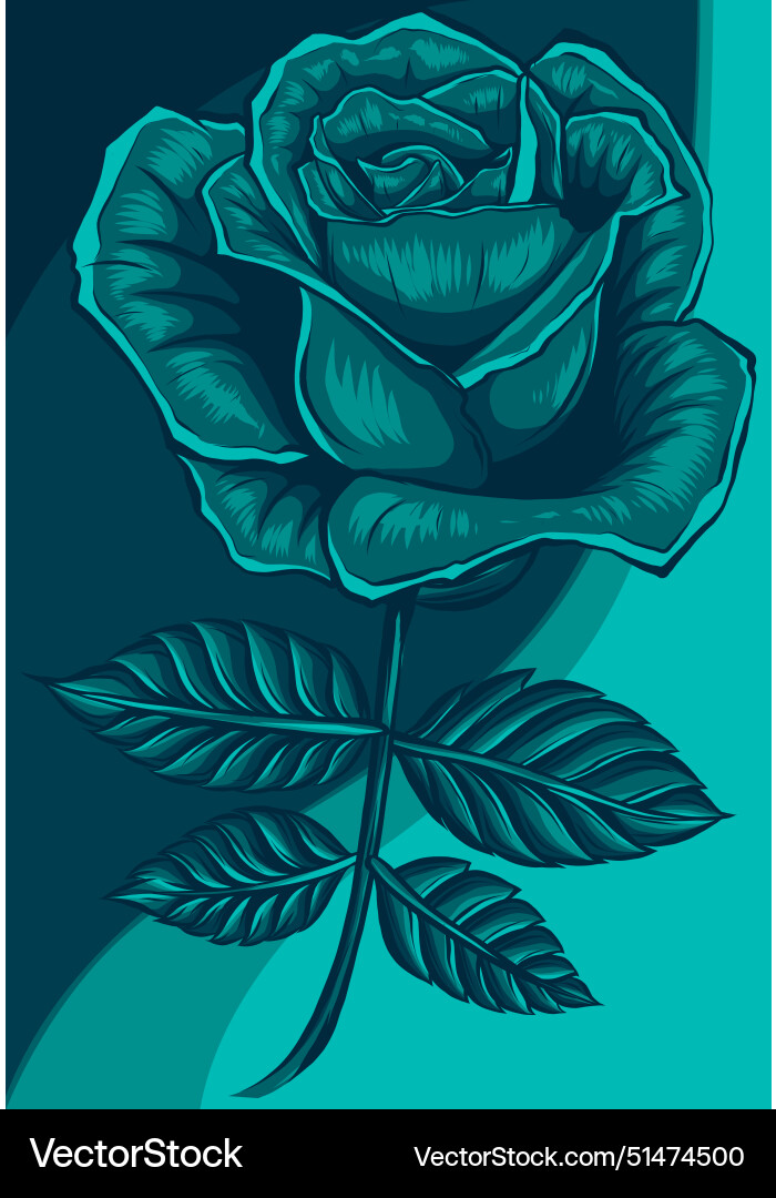 Rose flower with leaves Royalty Free Vector Image