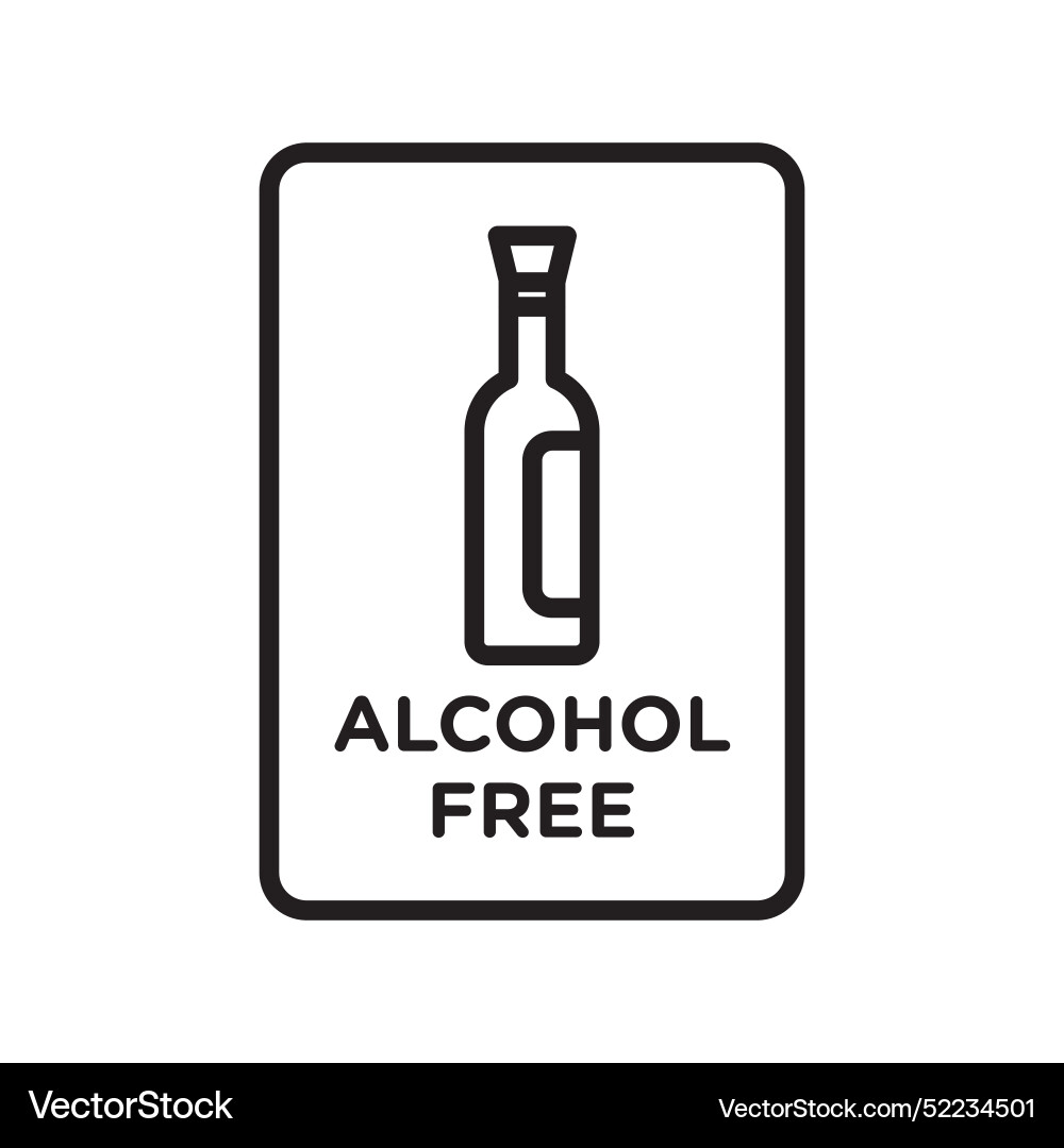 Alcohol free icon black line art logo Royalty Free Vector