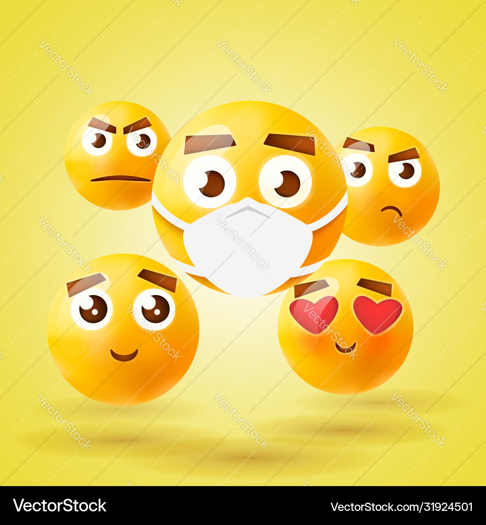 High quality emoticon 3d icon set emoji Royalty Free Vector