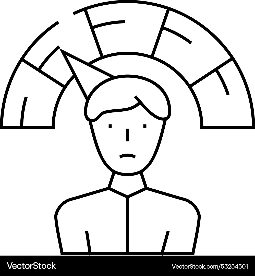 Negative employee level line icon Royalty Free Vector Image