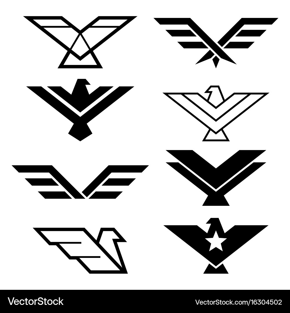 Eagle geometric design wings icons Royalty Free Vector Image