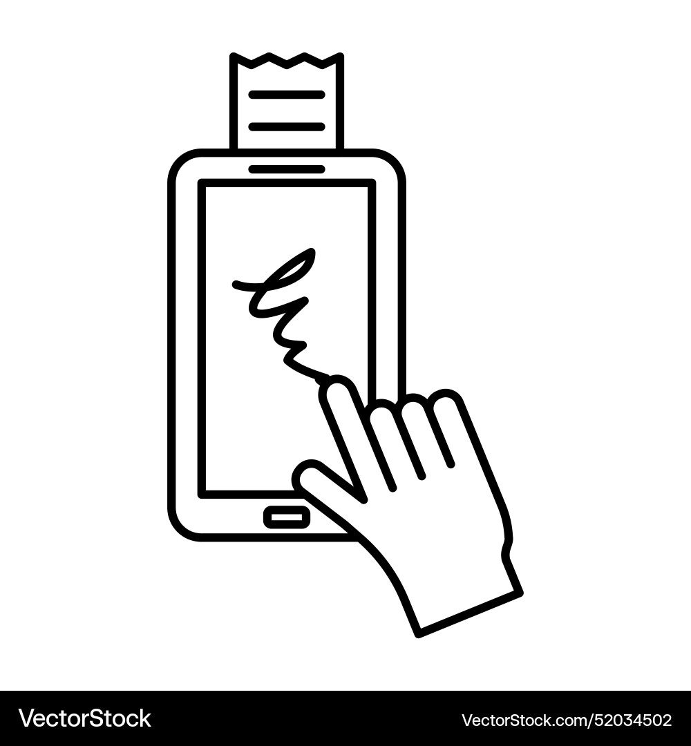 Finger confirms signature linear logo mark Vector Image