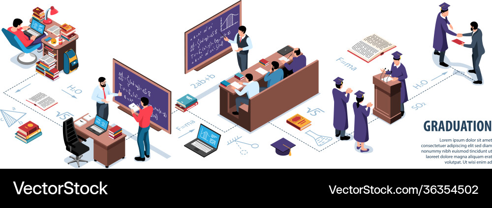 Isometric academic graduation infographics Vector Image