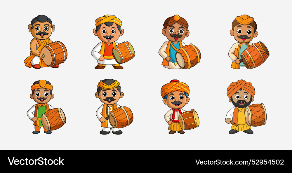 Man playing dhol Royalty Free Vector Image - VectorStock