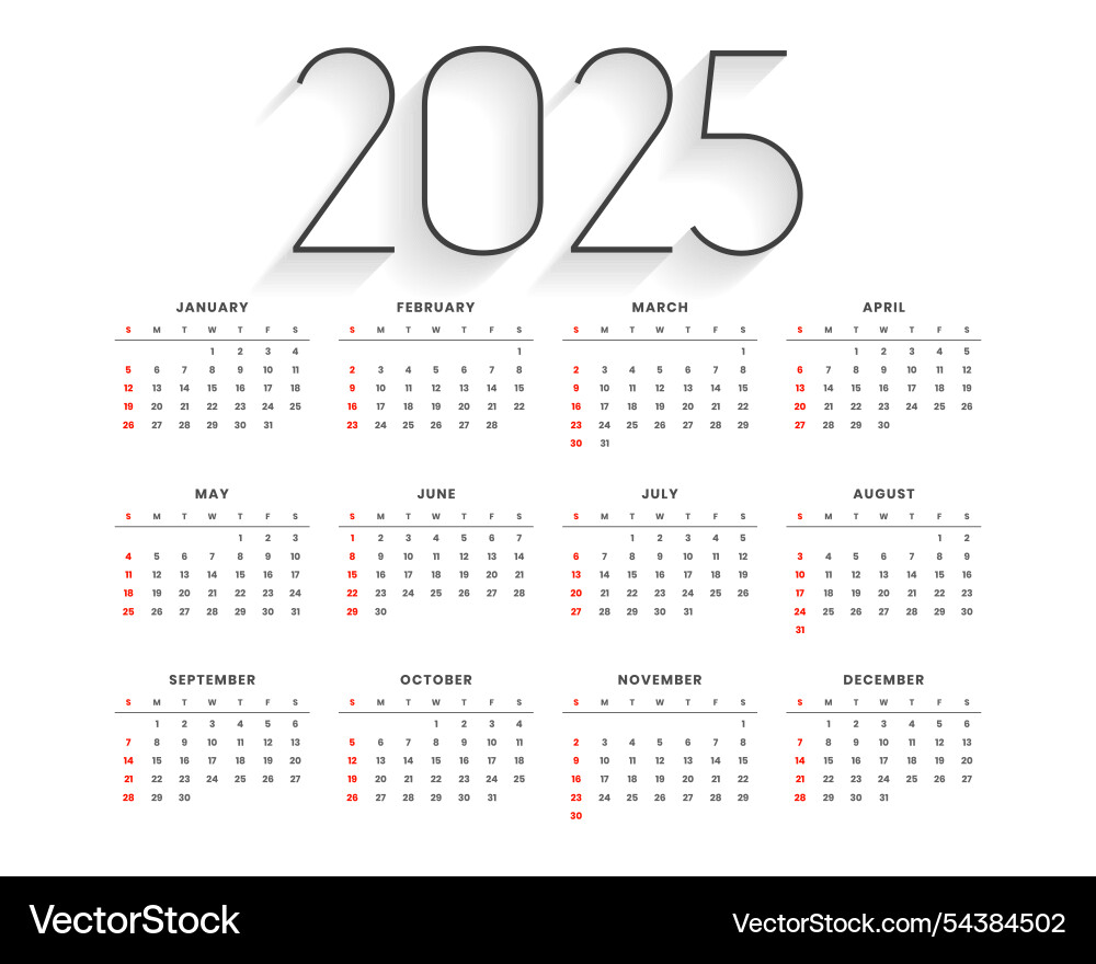 Minimal style 2025 annual wall calendar template Vector Image