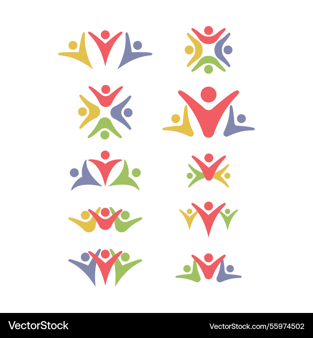 People logo icon team of community group Vector Image