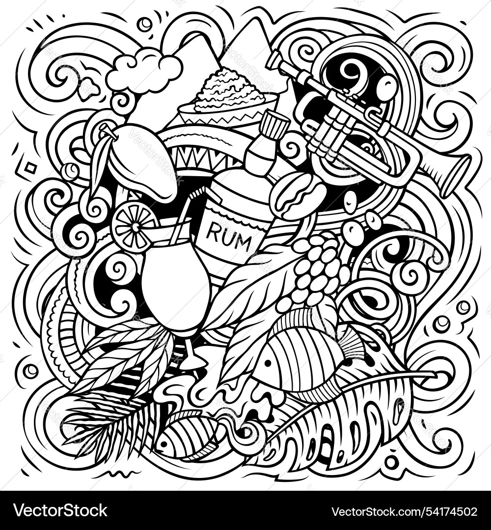 Puerto Rico Cartoon doodle Lizenzfreies Vektorbild