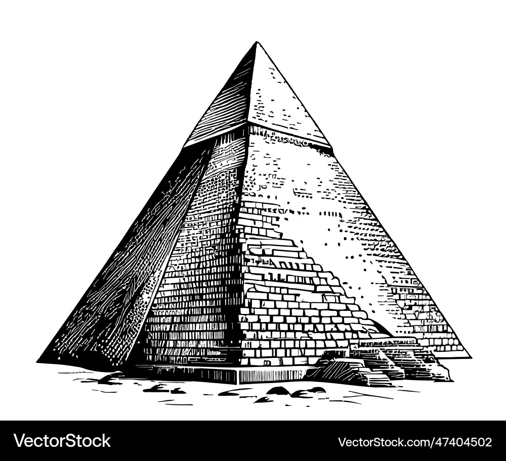 Pyramid sketch hand drawn egypt travel Royalty Free Vector