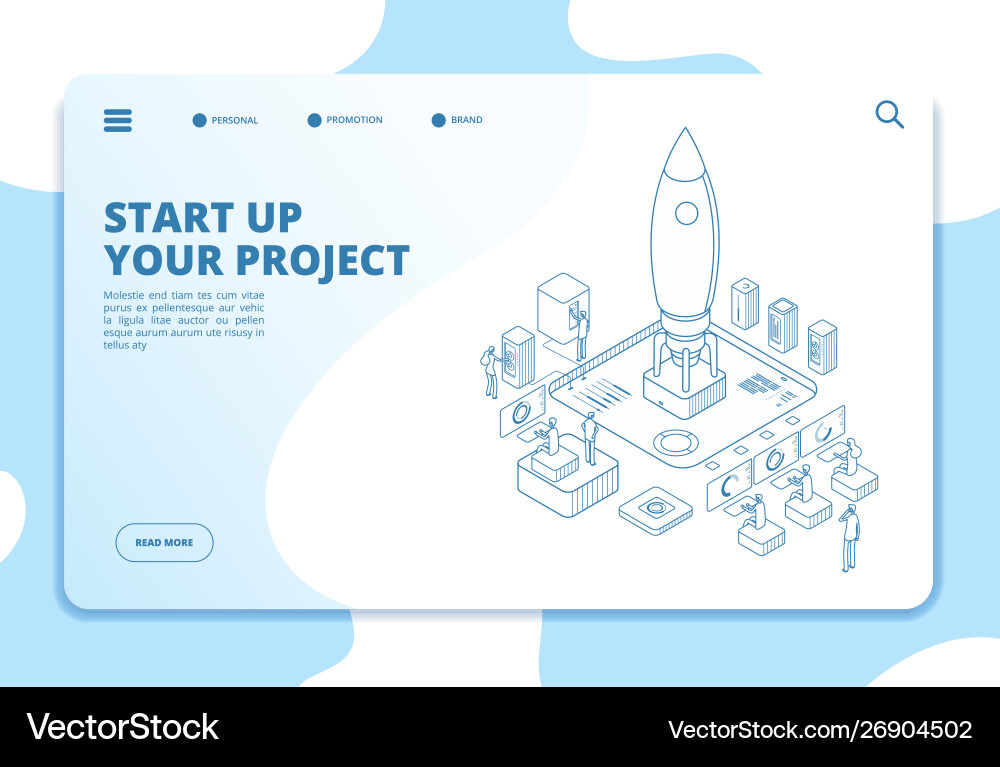 Startup Launch - Isometric Rocket Royalty Free Vector Image