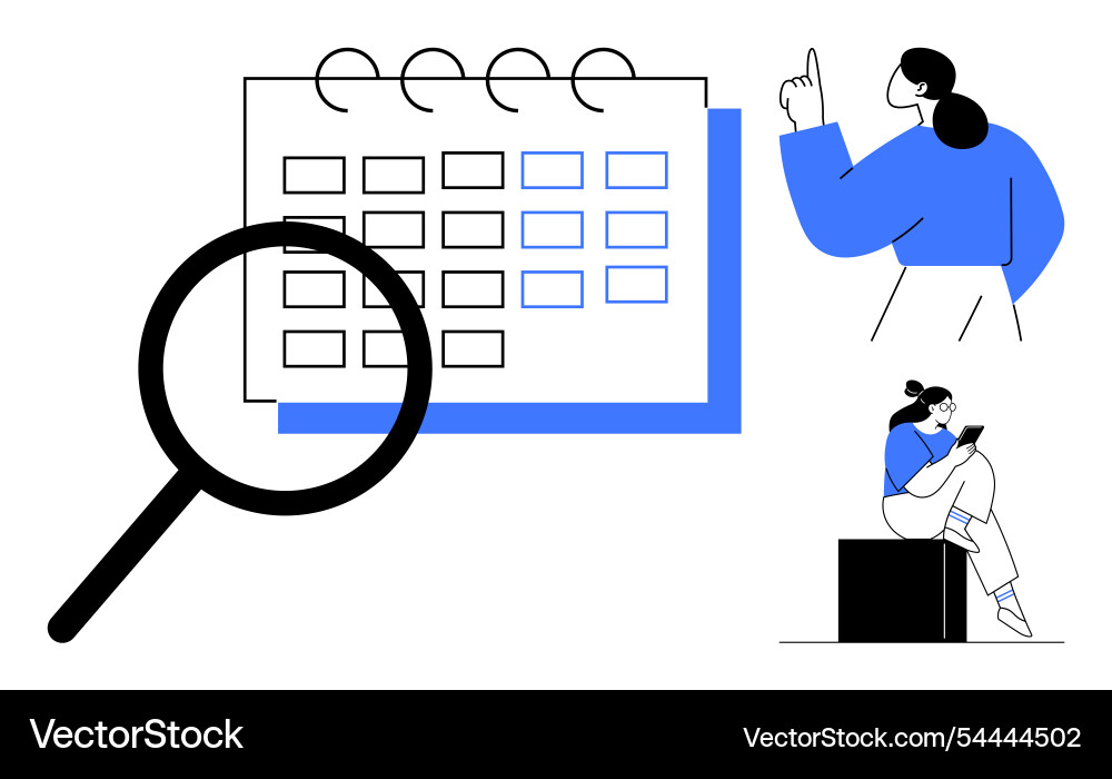 Team collaboration around calendar planning Vector Image