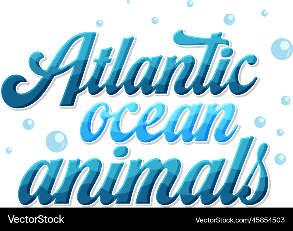 Animals in the atlantic ocean text logo Royalty Free Vector