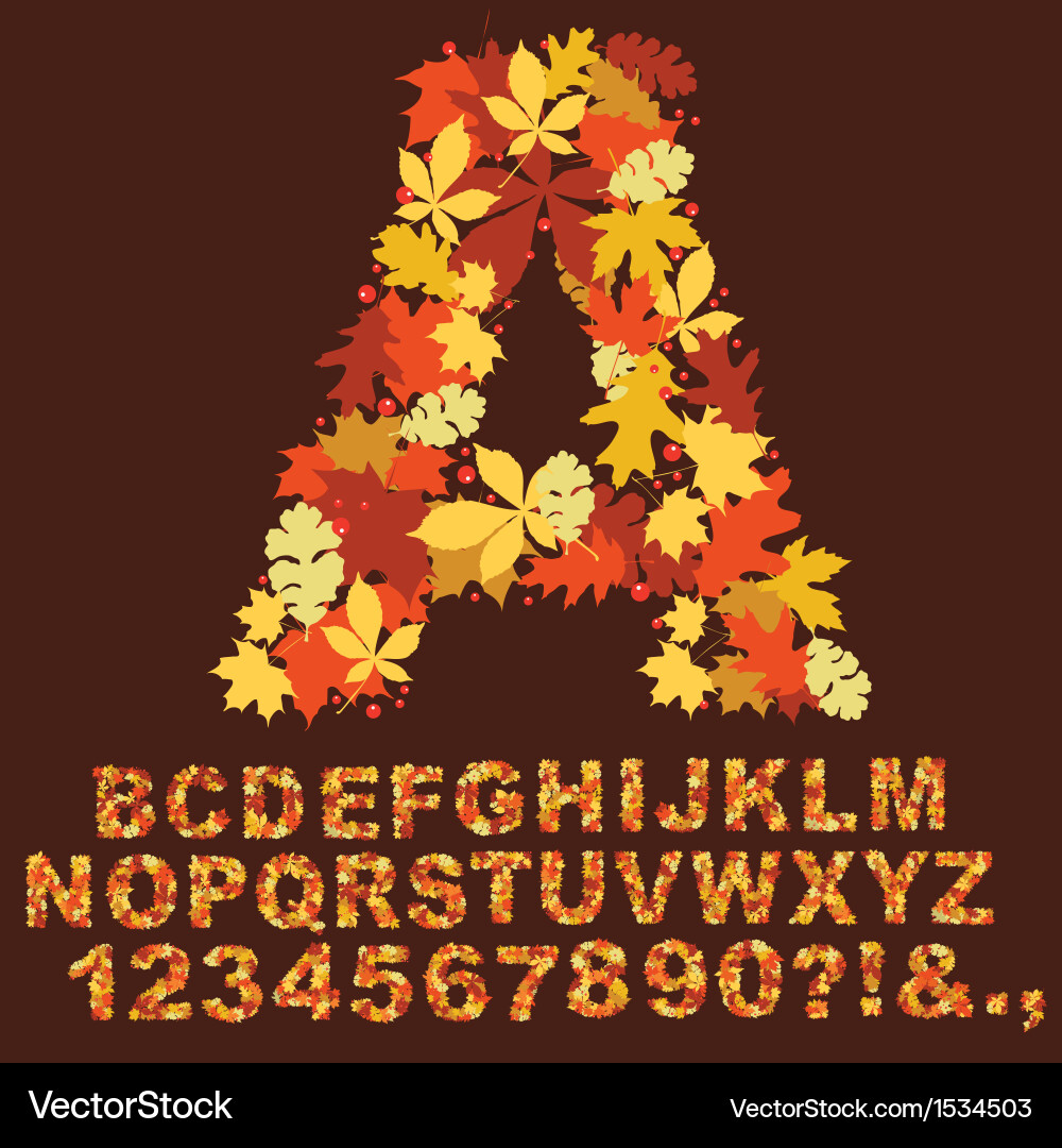 Autumn alphabet design Royalty Free Vector Image