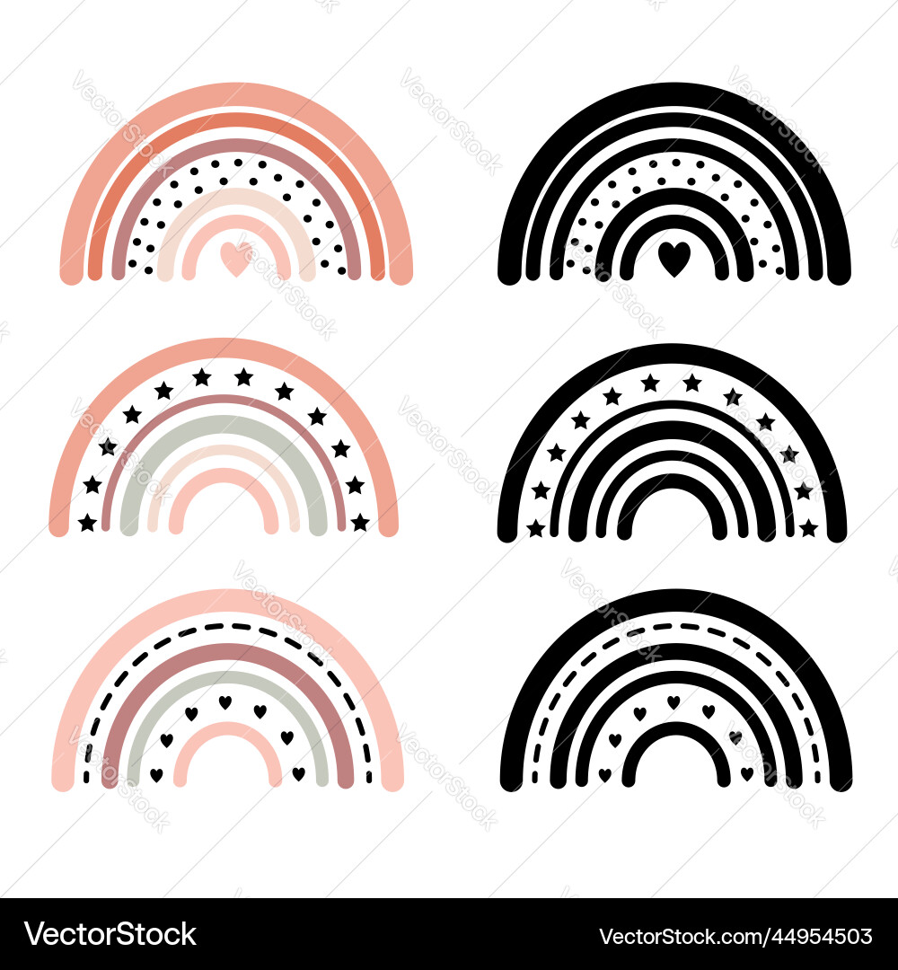 Boho rainbow collection in flat style Royalty Free Vector