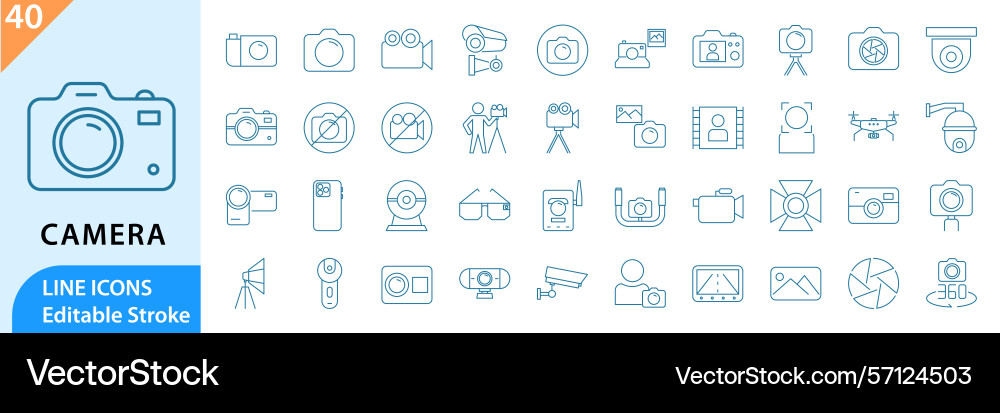 Camera icon set Royalty Free Vector Image - VectorStock