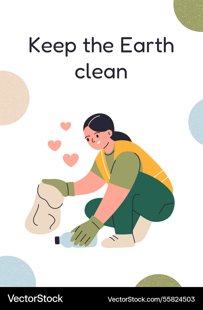 Cleanup poster flat cartoon Royalty Free Vector Image