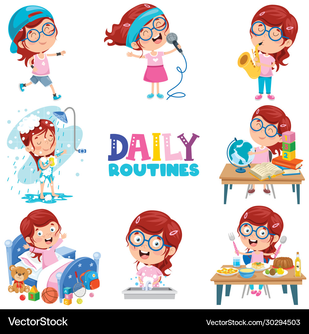 Daily routine activities Royalty Free Vector Image