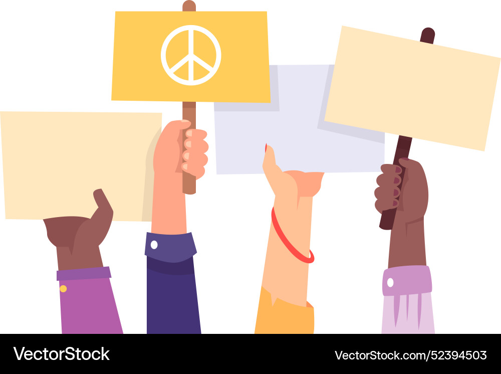 Hands with placards Royalty Free Vector Image - VectorStock