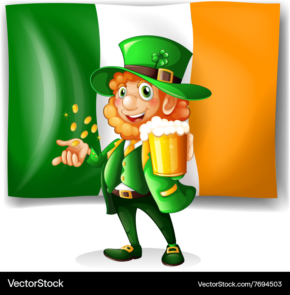 Irish man drinking beer Royalty Free Vector Image