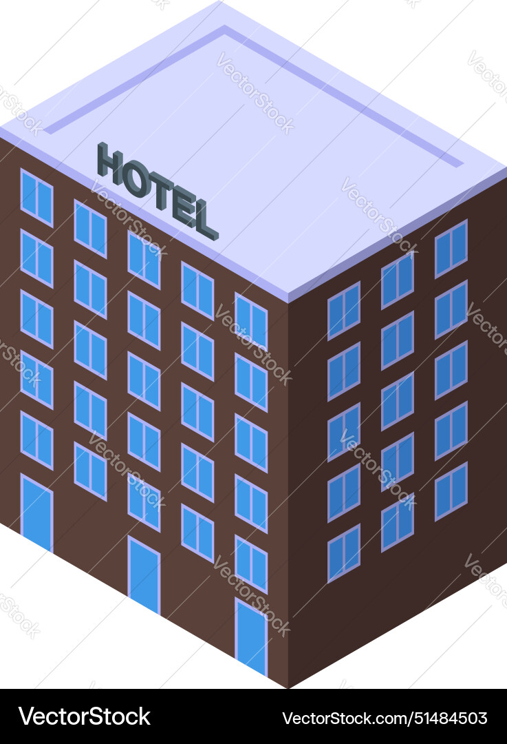 Isometric hotel building Royalty Free Vector Image