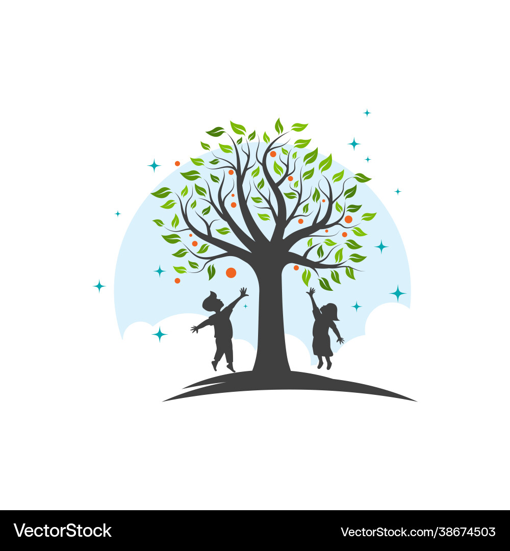 Kids tree logo icon design Royalty Free Vector Image