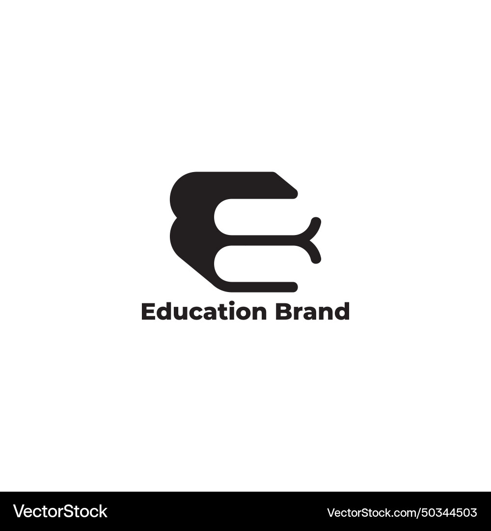 Letter e book symbol logo Royalty Free Vector Image