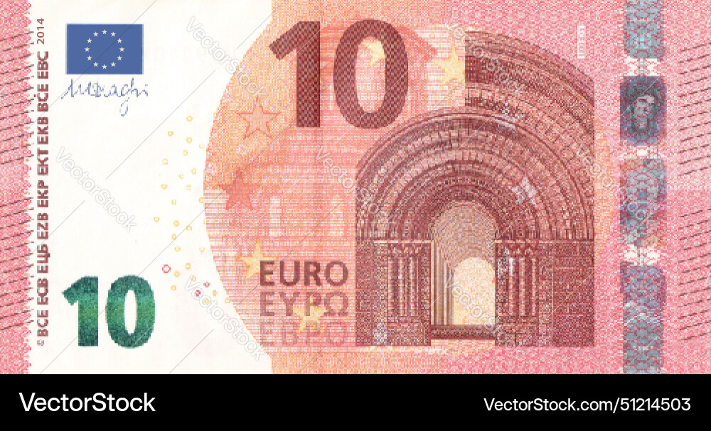 Obverse high polygonal pixel mosaic banknote 10 Vector Image