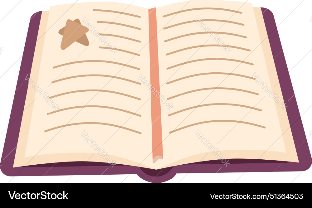 Open book with star bookmark Royalty Free Vector Image