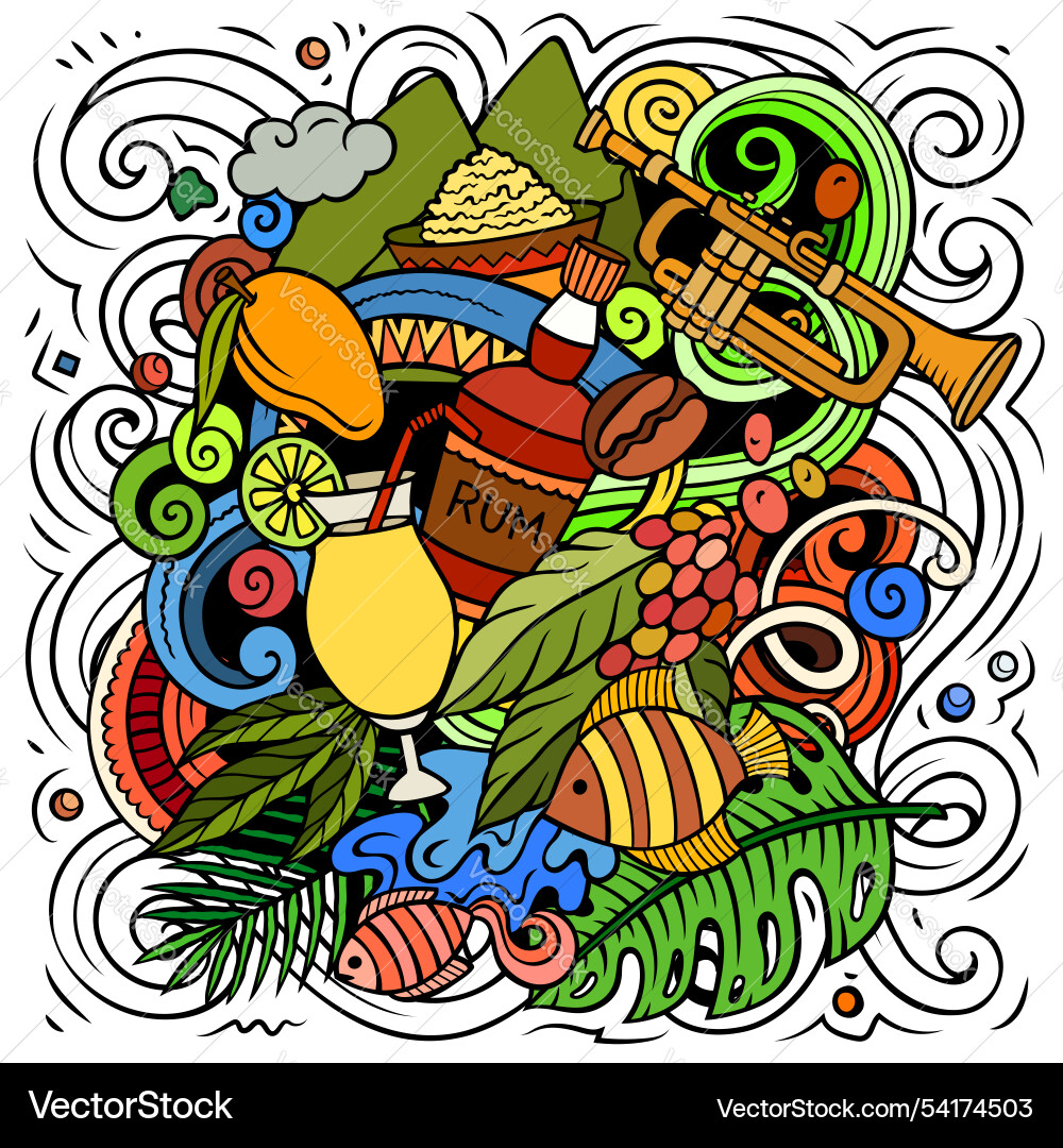 Puerto rico cartoon doodle Royalty Free Vector Image