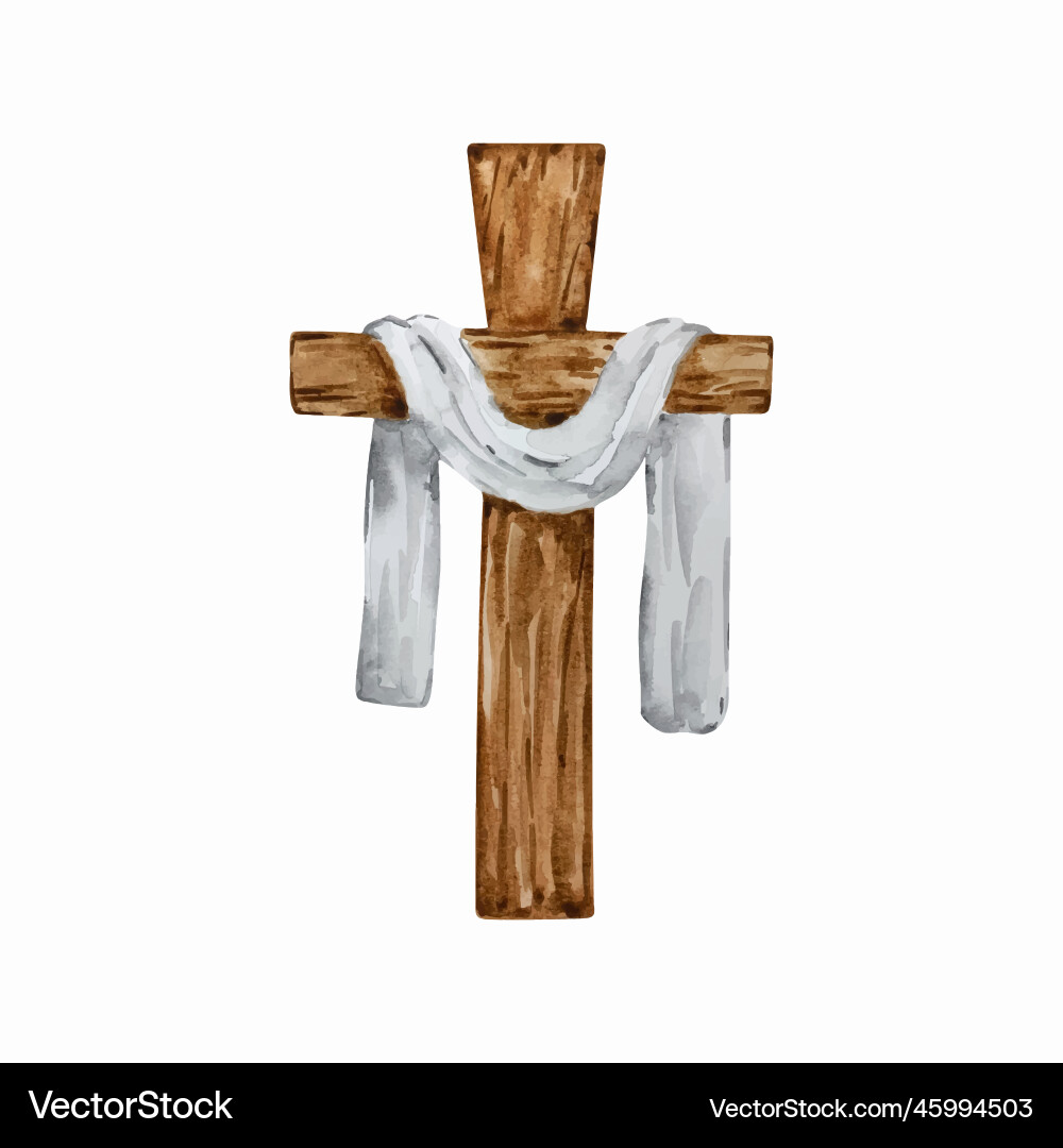 Watercolor cross easter religious symbol Vector Image
